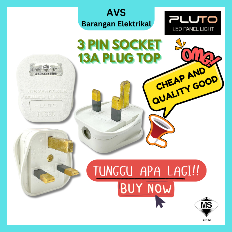 PLUTO 13A PLUG TOP PLUG SOCKET PLUG 3 PIN SOCKET SOKET PLUG | Shopee ...