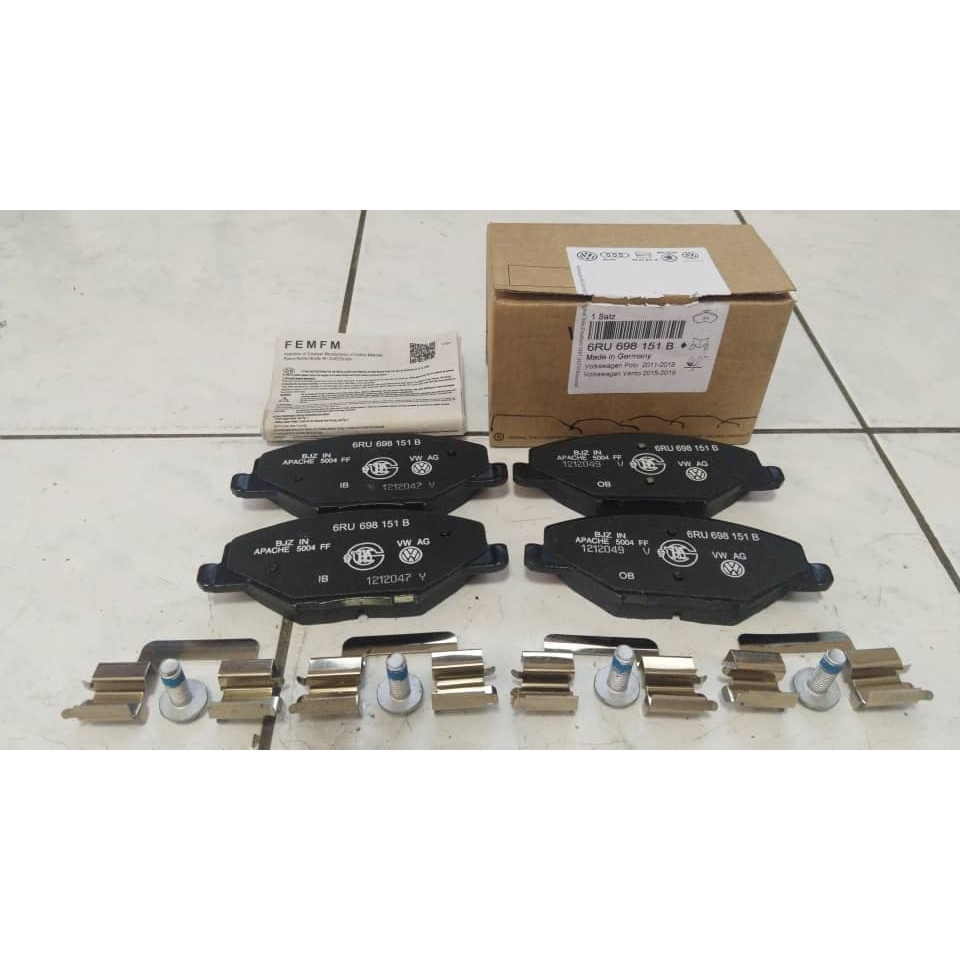 6RU698151B GENUINE FRONT BRAKE PAD WITH CLIP & SCREW VOLKSWAGEN POLO ...