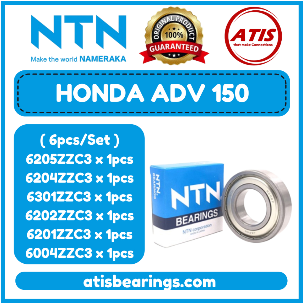 NTN HONDA ADV 150 / 160 ( 6pcs/Set ) Gear Box A&T Bearing Transmission ...