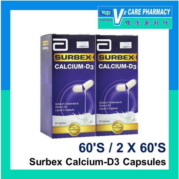 Surbex Calcium-D3 Capsules 60'S / 2X60'S (Exp: 09/2026) | Shopee Malaysia