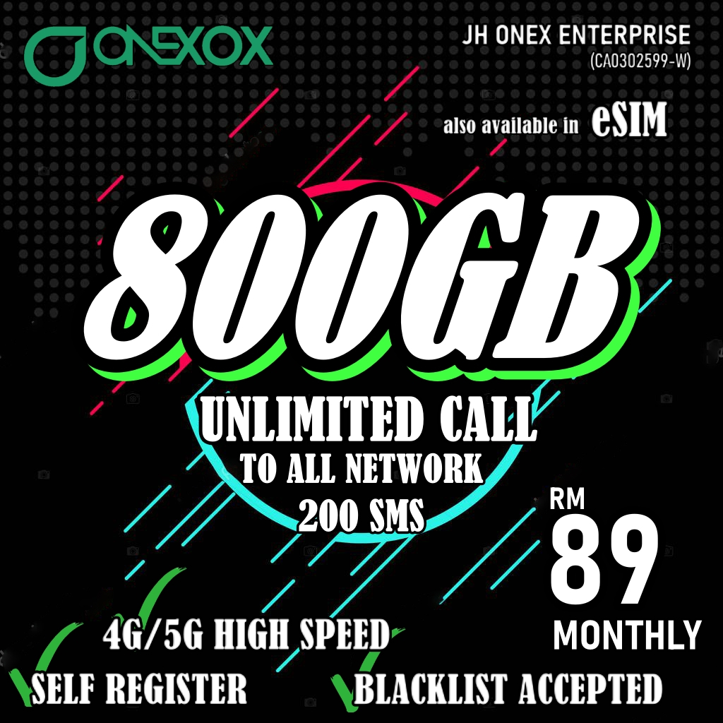ONEXOX Simcard New Number Prepaid XOX Sim Card 800GB 4G LTE Plan ONEXOX ...