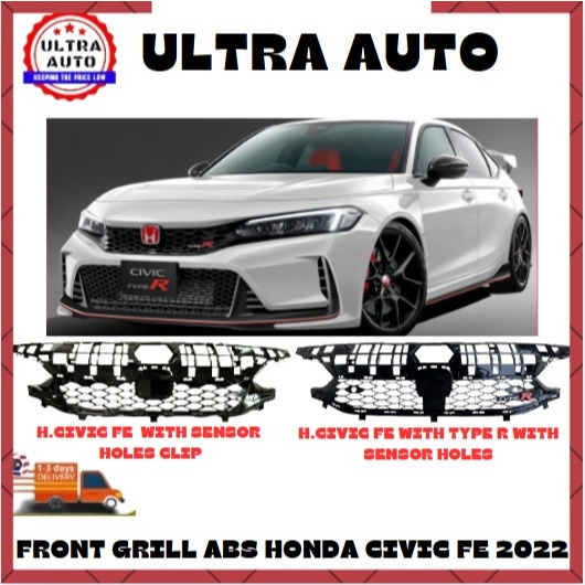 HONDA CIVIC FE 2022 FRONT BUMBER GRILLE MUGEN TYPE R ABS MATERIAL HIGH ...