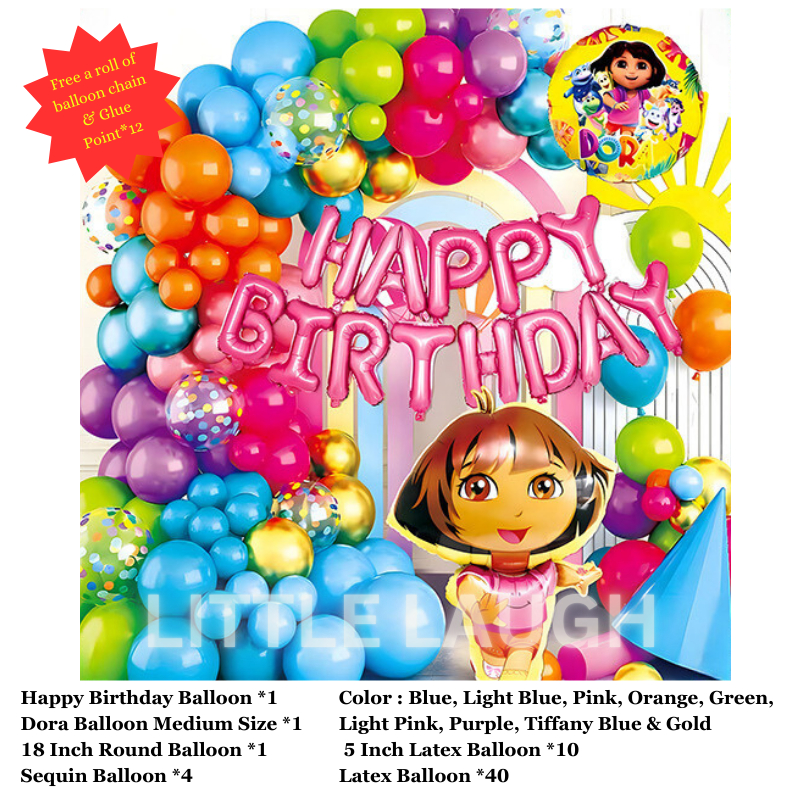 Dora The Explorer Balloon Birthday Party Decoration Set Belon Hari Jadi ...