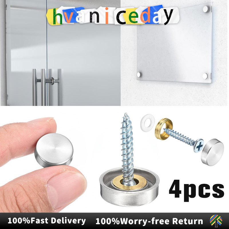 4PCS 304 Stainless Steel Advertisement Screw 16mm Decoration Cover ...