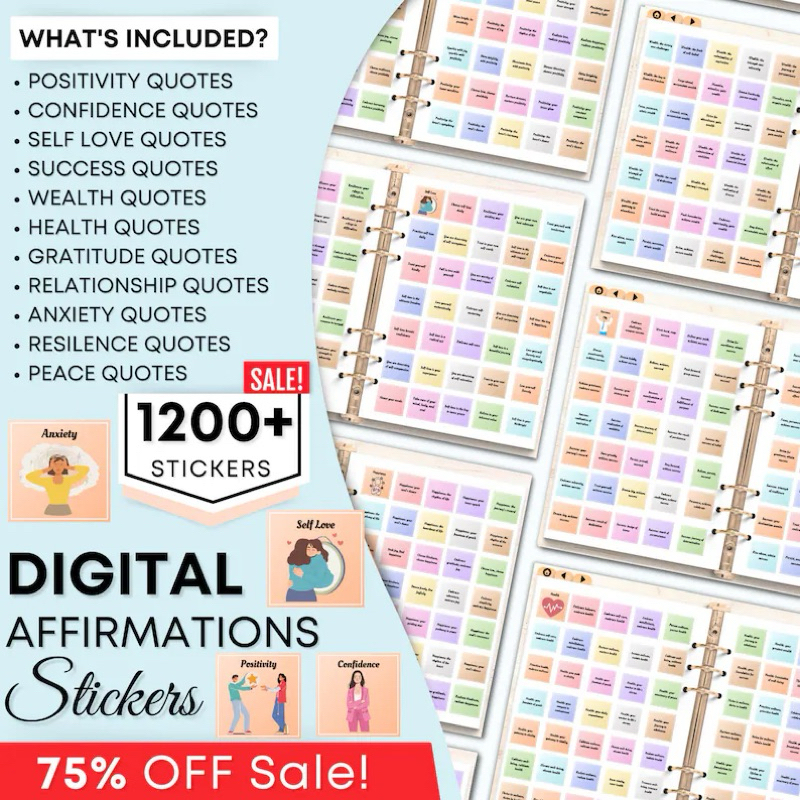Affirmations Digital Stickers - GoodNotes Stickers, Digital Planner ...
