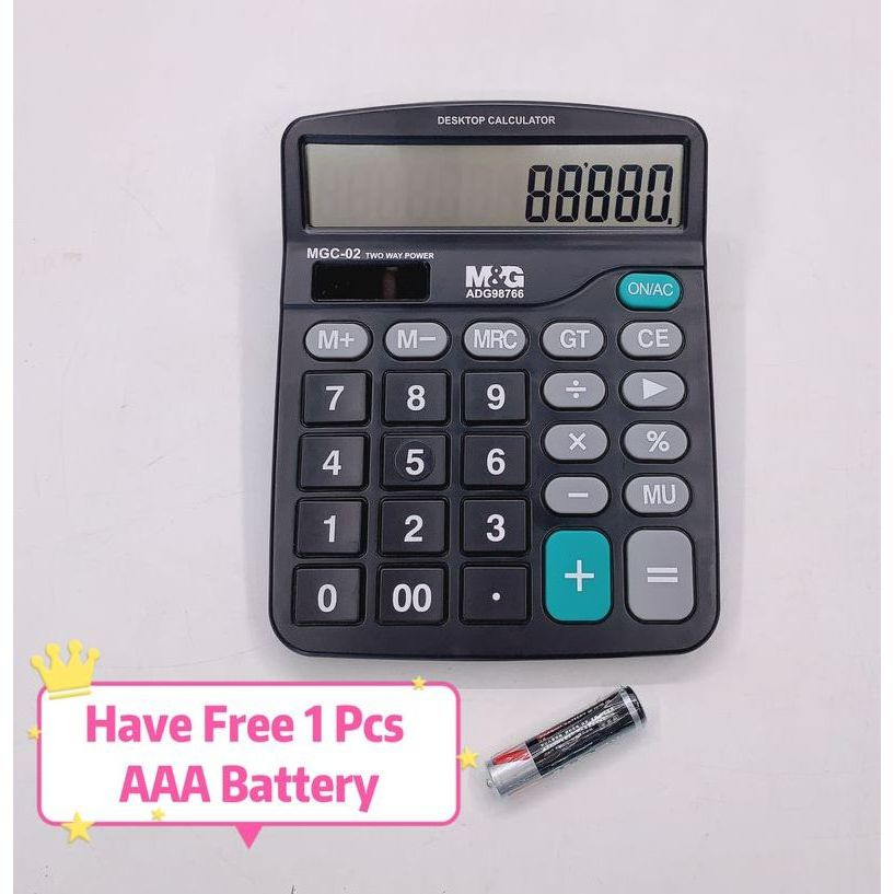 M&G Economic Desktop Calculator 12 Digits Extra Large Display Two Way ...