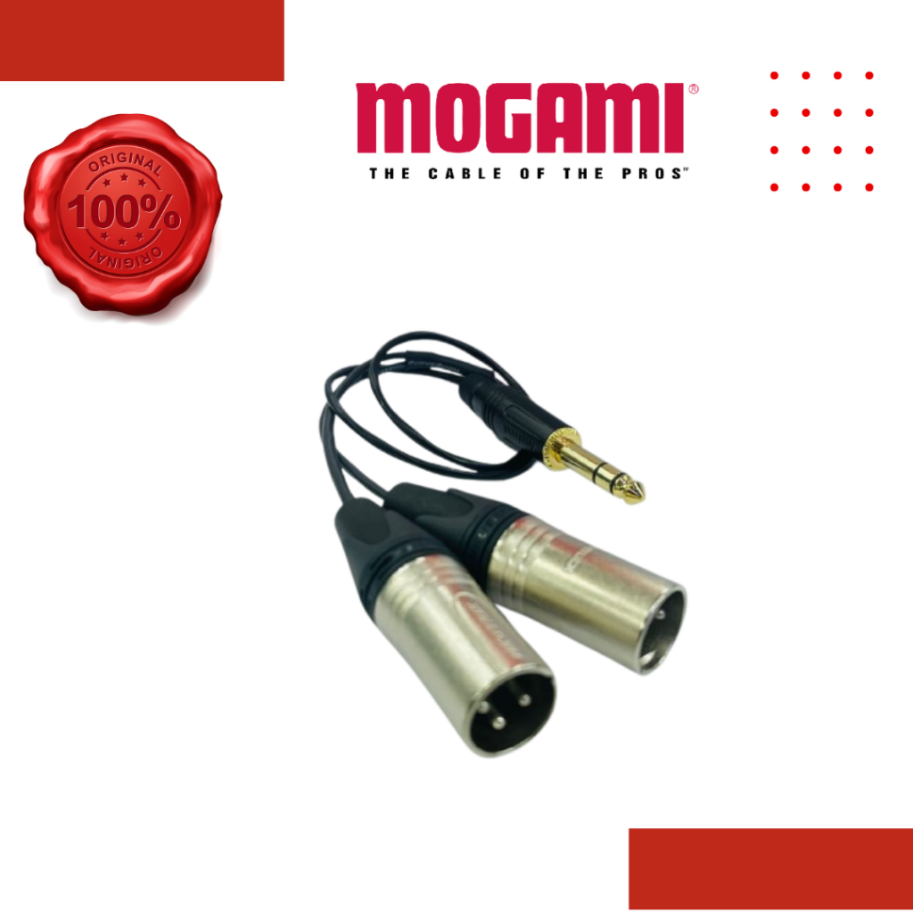 MOGAMI 2944 AMPHENOL 6.3MM STEREO TO 2 NEUTRIK XLR MALE CABLE | Shopee ...