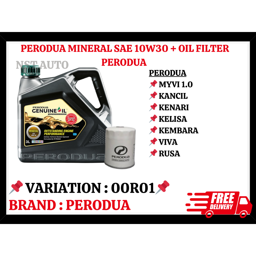 PERODUA ENGINE OIL SN10W30 MINERAL OIL 3 LITER (VARIATION WITH OIL ...