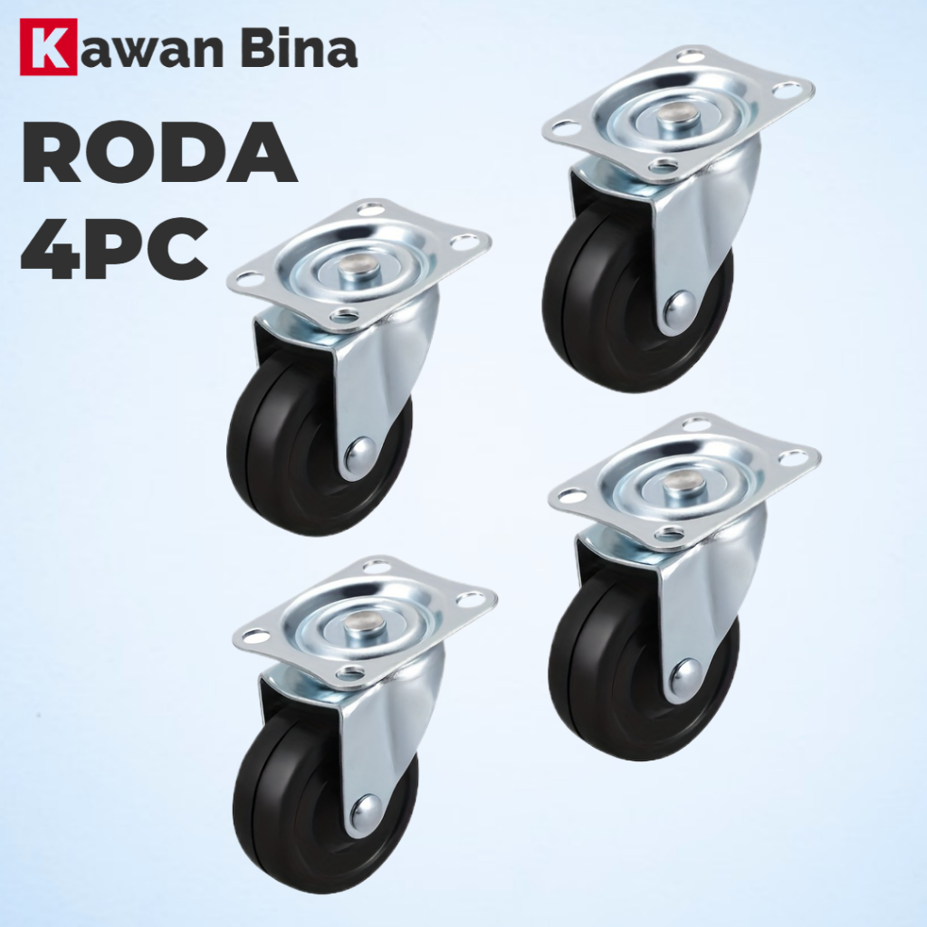 Roda Castor Putar Asas Getah Dengan Plat Atas & Galas Swivel Caster ...