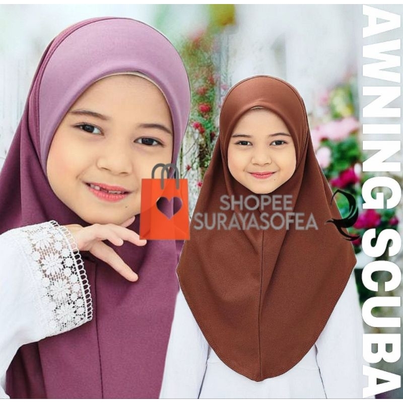 [5-11 Tahun] Awning Scuba] Size S Tudung Sarung Budak Moscrepe Awning ...