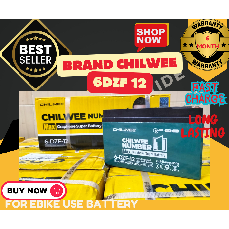 CHILWEE 12V12AH Battery for Electric Bicycle 6DZF12 E-bike 6-DZF-20 ...