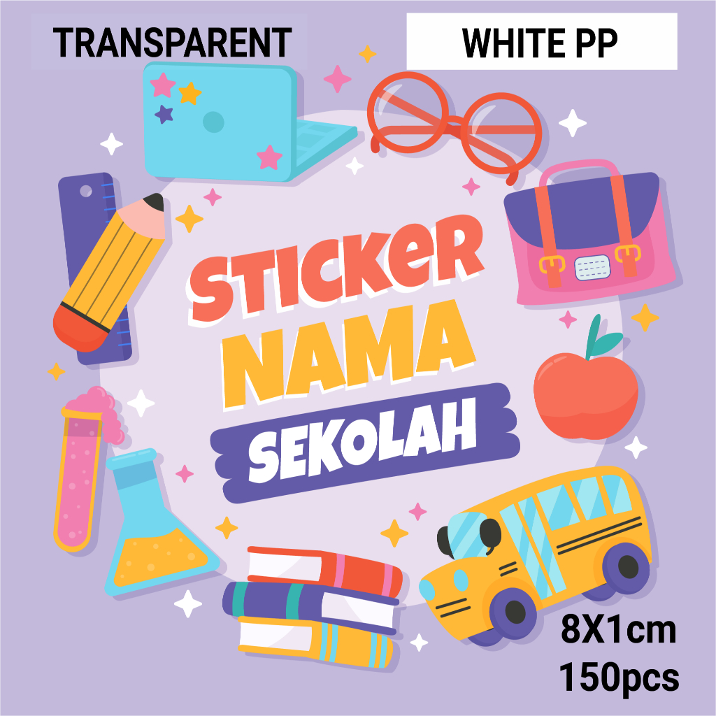 Sticker Nama Pelajar - Waterproof / Transparent 150pcs per set | Shopee ...