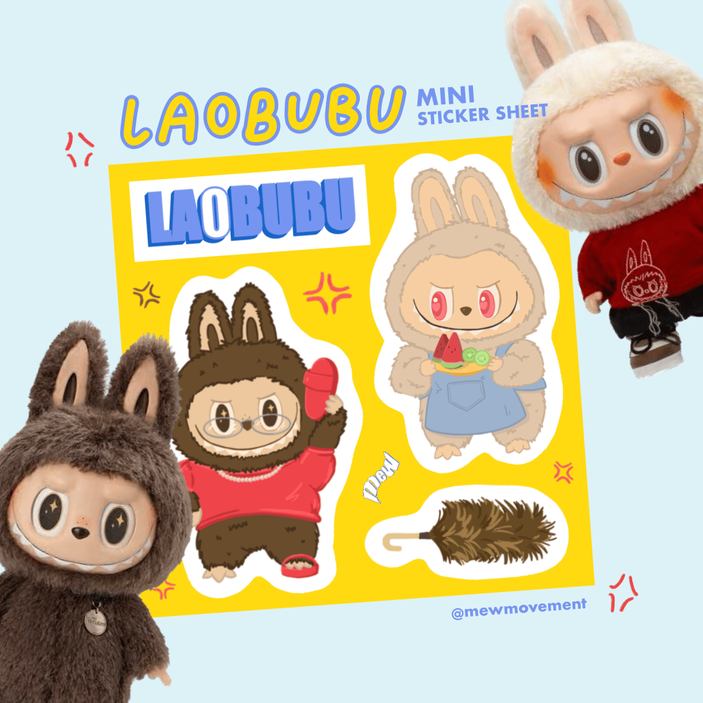 Laobubu Mini Sticker Sheet, Labubu Fan Art Sticker, Waterproof Sticker ...