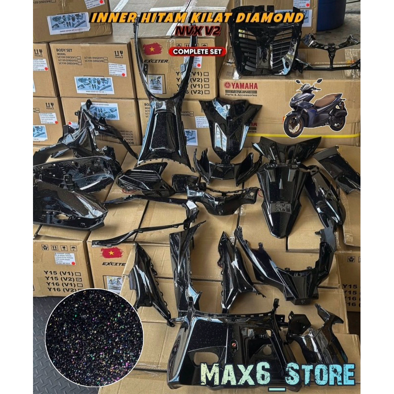 HLY NVX155 V2 V3 INNER SET HITAM KILAT DIAMOND NVX V2 V3 INNER COVER ...