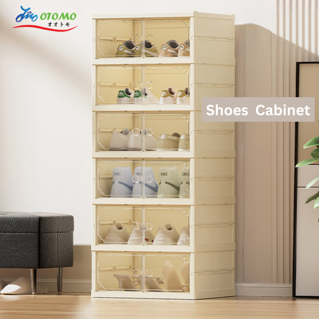 Otomo (3/6/9 Layers) Foldable Plastic Shoe Storage Cabinet Box Rack ...