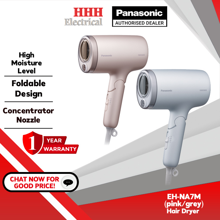 Panasonic Nanocare Hair Dryer EH-NA7M(pink) / EH-NA7M(gray) Pengering Rambut with High Moisture ...