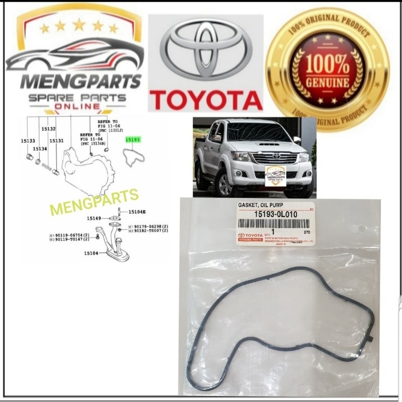 ORIGINAL TOYOTA HILUX VIGO KUN25 2KD & KUN26 1KD OIL PUMP O RING 15193 ...