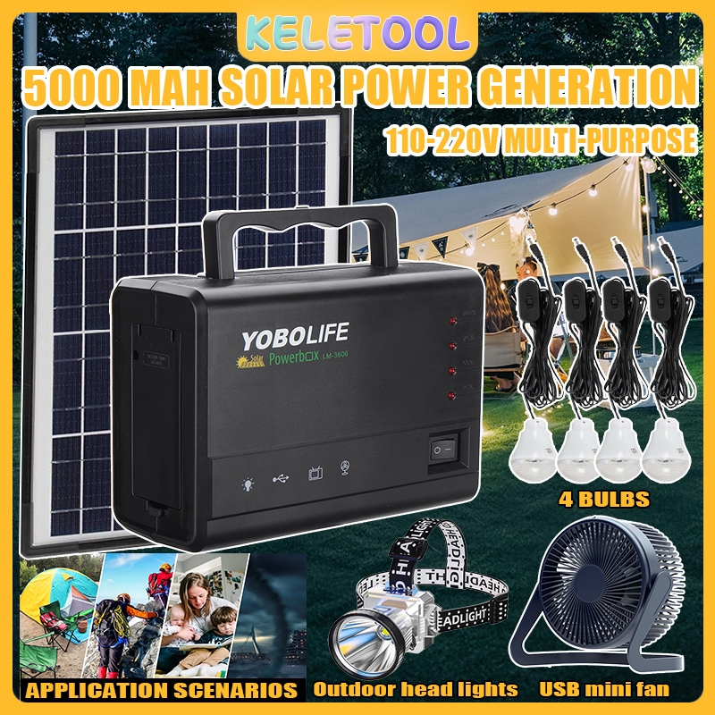Solar Panel Lighting Kit Portable Solar Panel Power Energy Storage ...