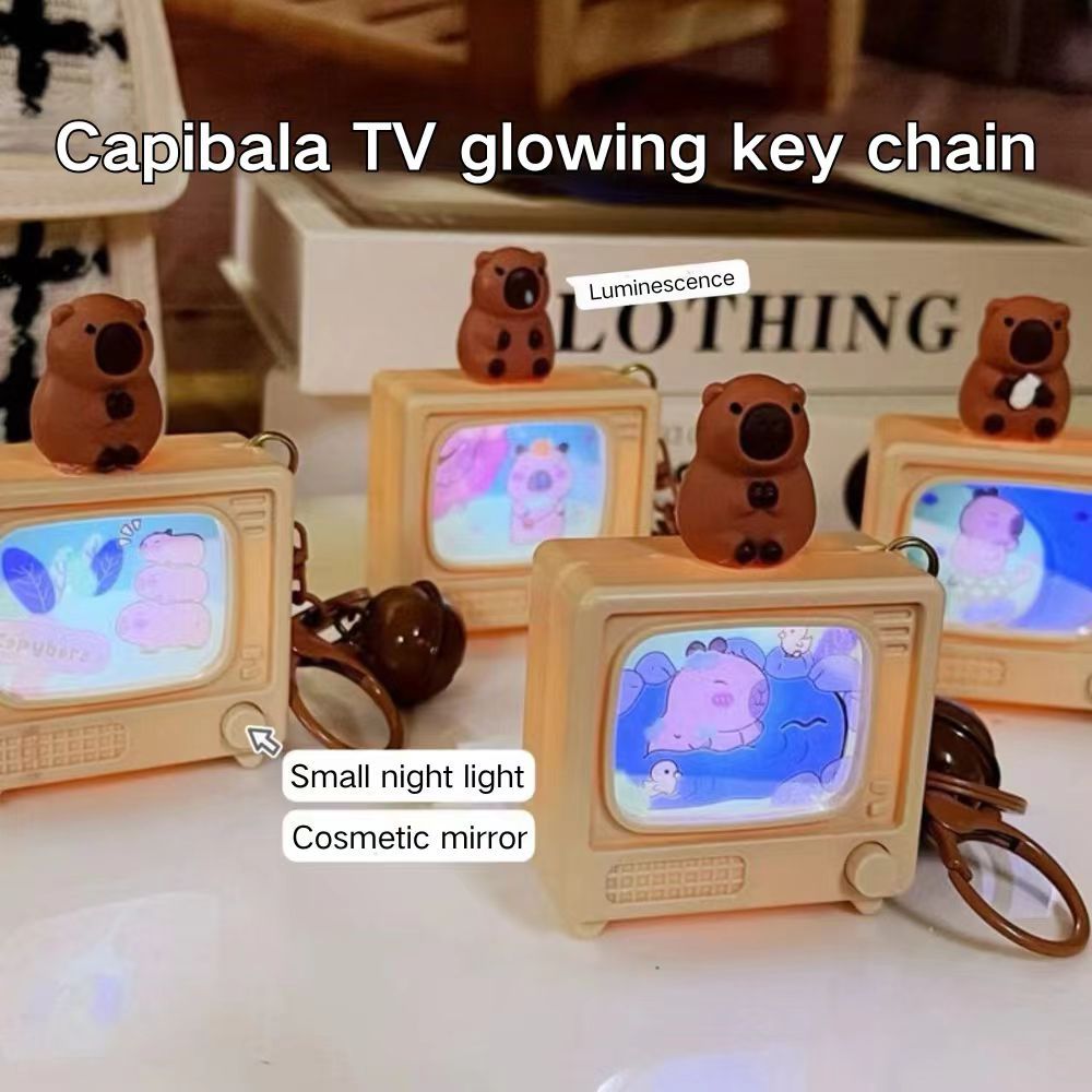 Capybara Keychain Emit Light Keychain Gift Emit Light Pendant Stuffed ...