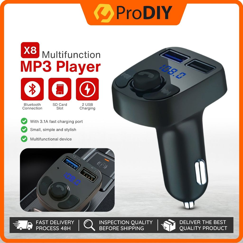 X8 Multifunction Wireless Car MP3 Player with Bluetooth Handsfree Audio ...