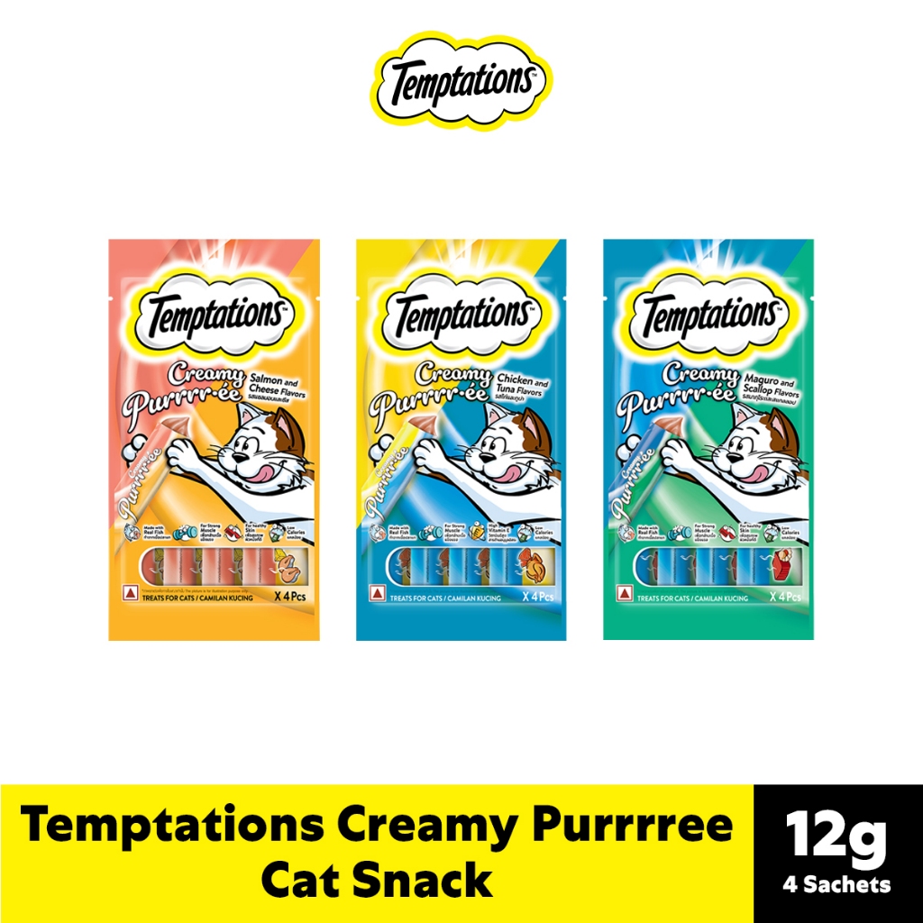 TEMPTATIONS Creamy Purrrr-ée Treats for Cats 48g | Shopee Malaysia