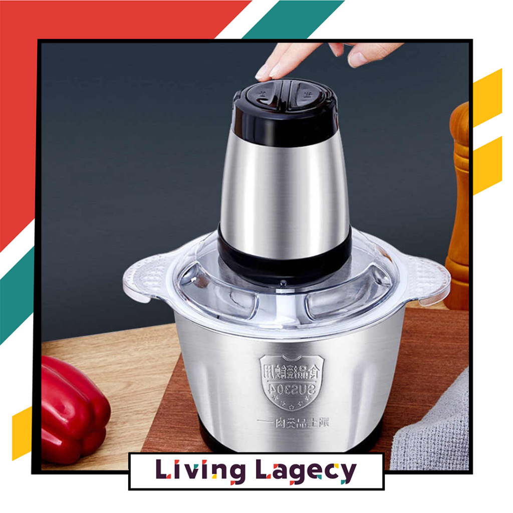 LIVING LAGECY Stainless Steel Mini Mixer & Blender Pengisar Daging Food Chopper Electric Meat ...