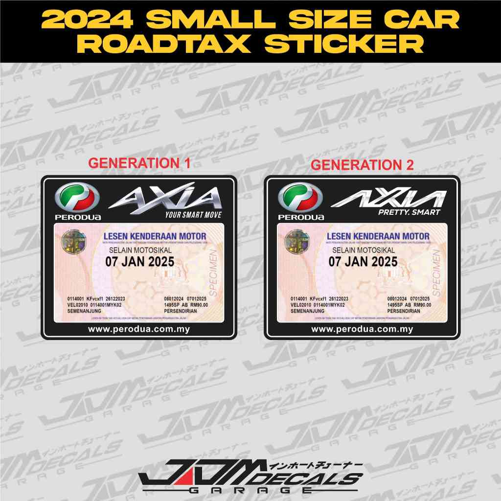 [2024 SMALL SIZE CAR ROADTAX STICKER] Perodua Axia Windscreen Roadtax ...