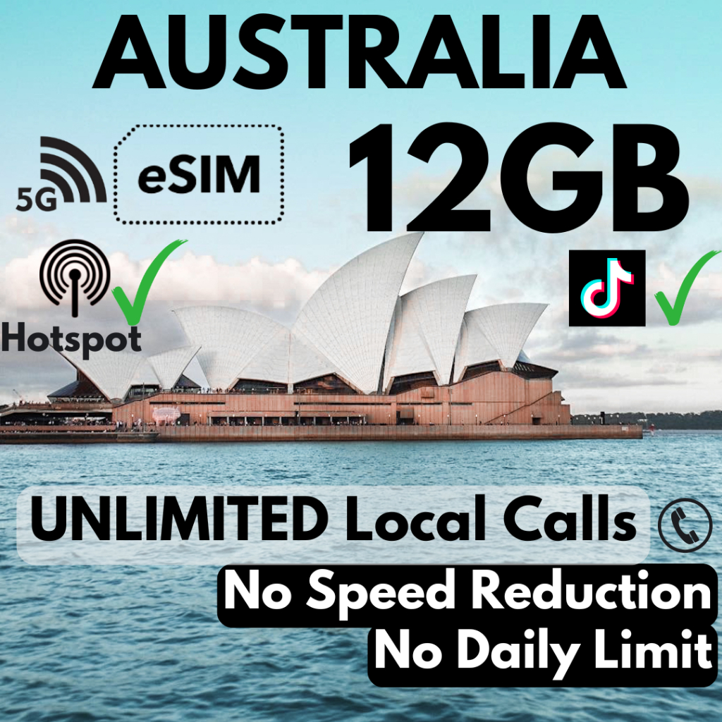 【12GB Travel Australia eSIM SIM Card 📱】【Unlimited Local Calls 📞】【No ...