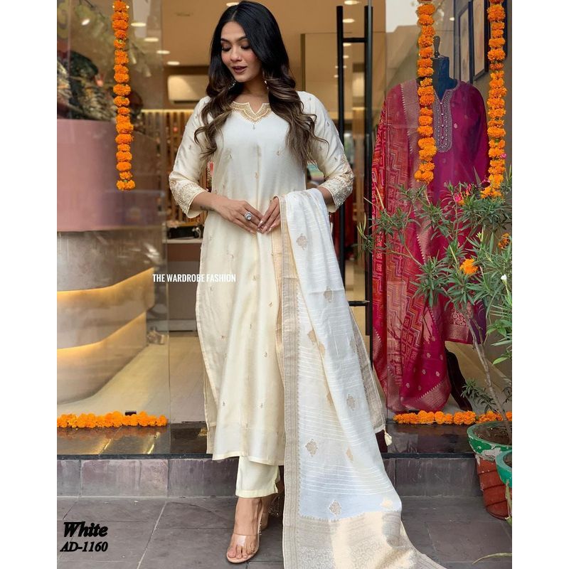 AD-1160~M To 8XL - Heavy Roman Silk Kurti Pant With Dupatta | Shopee Malaysia