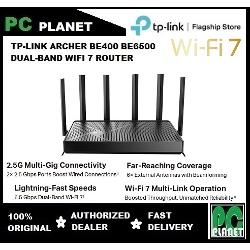 TP-Link Archer BE400 Wi-Fi 7 BE6500 Dual Band 2.5 Gigabit Wireless ...