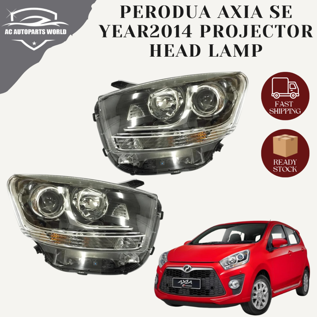 100% NEW PERODUA AXIA SE YR2014 PROJECTOR HEAD LAMP LAMPU BESAR LAMPU ...