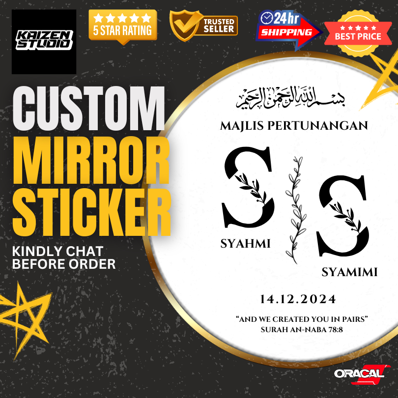 KAIZEN STUDIO Custom Sticker Kawin Cermin Board Mirror Wedding Event ...