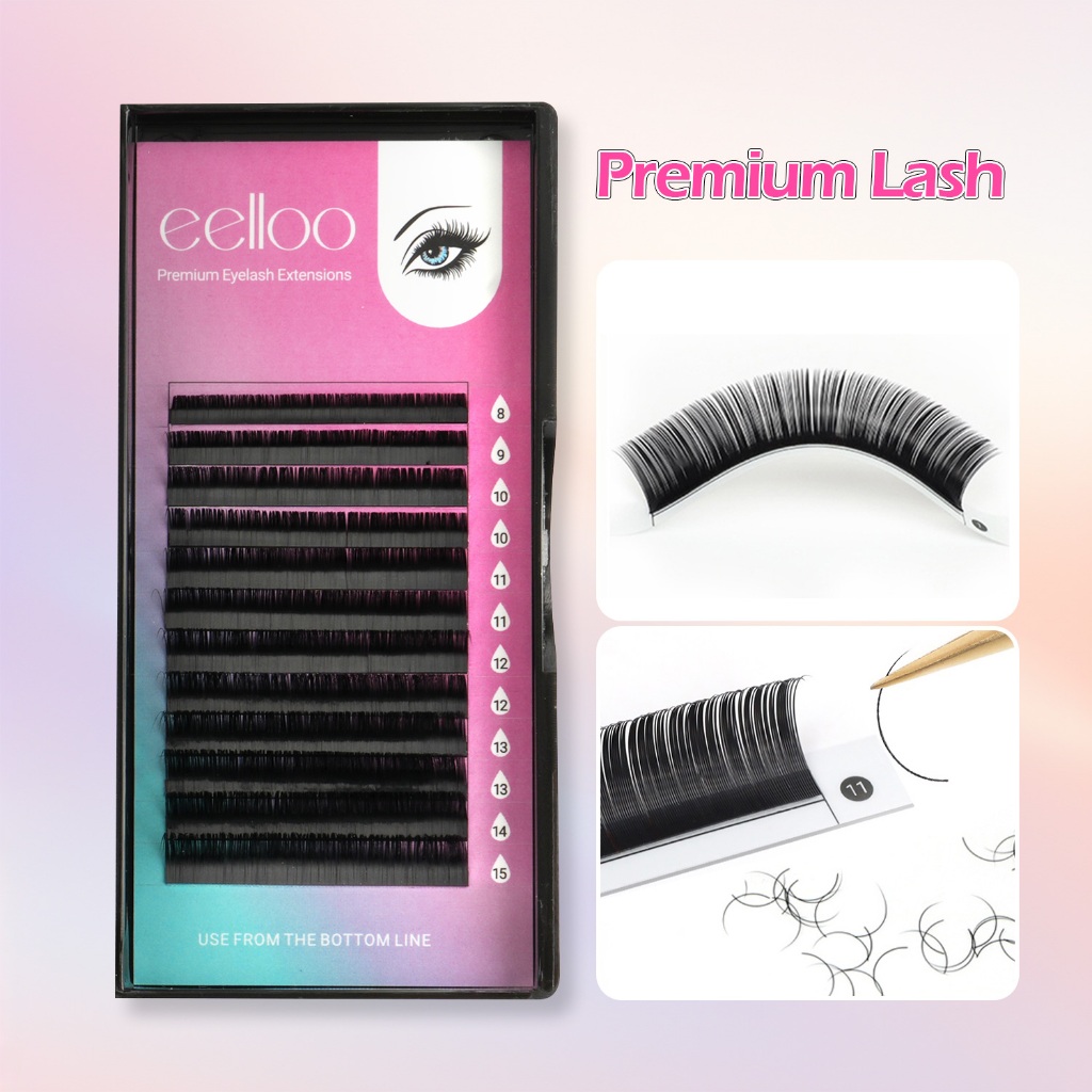 Eelloo Premium Black Soft Individual Eyelash Extensions False Mink Eye ...
