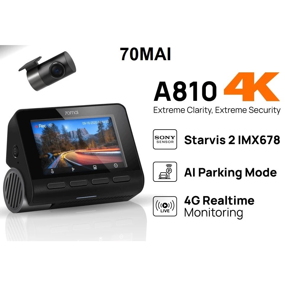 70mai A810 Dashcam 4K UHD Dual Vision GPS ADAS Night Vision Car ...