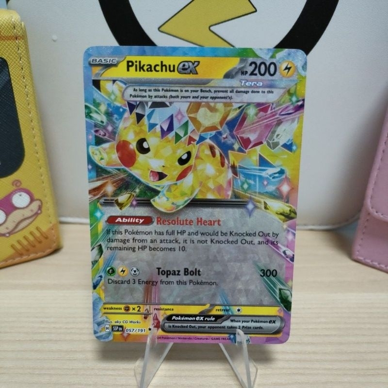 Pikachu Ex 057/1910 Tera Pokemon Tcg Pokemon Card Scarlet Violet SV08 Surging Spark New Rare ...