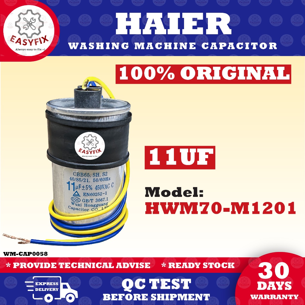 (100% ORIGINAL) HWM70-M1201 HAIER 11UF SPIN CAPACITOR WASH CAPACITOR ...