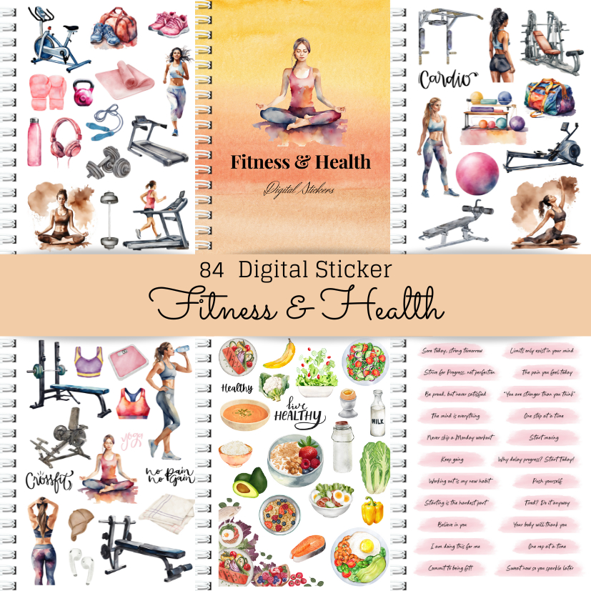 Digital Stickers for Planner Fitness & Health PNG || GoodNotes ...