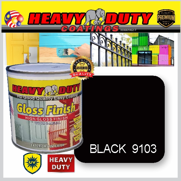 9103 BLACK 1L ( 1 LITER ) HEAVY DUTY High Gloss Finish Paint for Wood ...