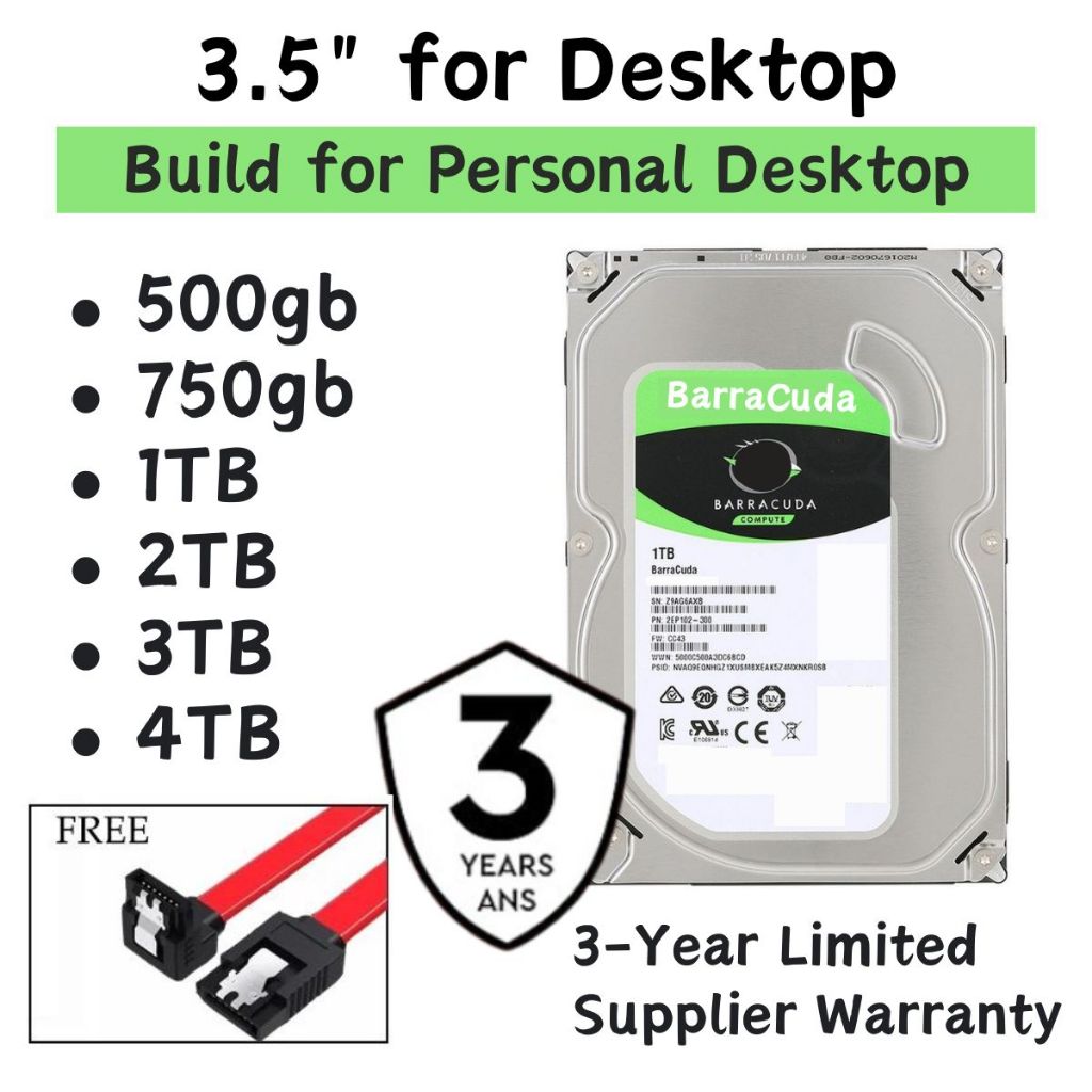 BarraCuda PC Desktop HDD Hard Disk 500gb 1TB 2TB 3TB 4TB HDD 3.5" CCTV HDD Hard Drive | Shopee ...