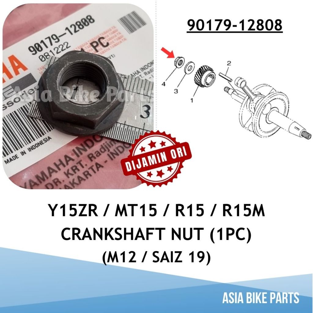 Yamaha Original Y15ZR / MT15 / R15 / R15M Crankshaft Nut Saiz 19 ...