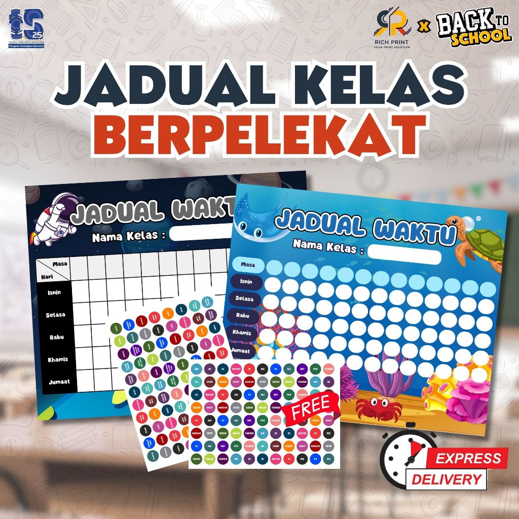 School Timetable Jadual Waktu Murid Sekolah Berpelekat Carta Keceriaan ...