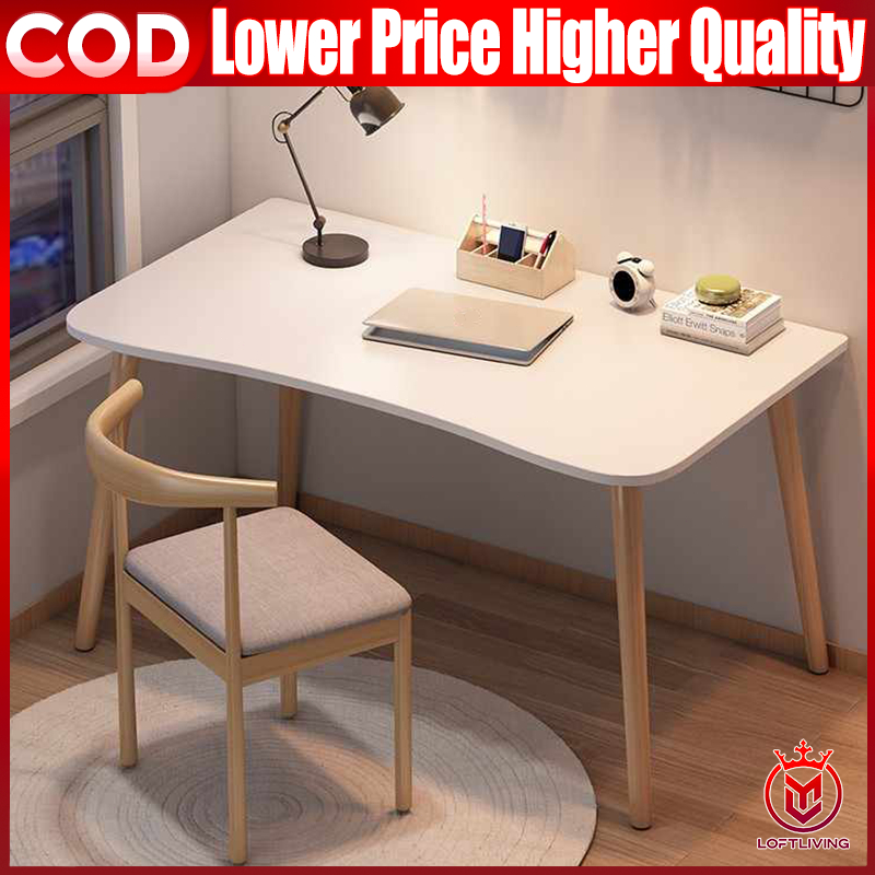 LOFT-White Student Study Table Wooden Dinning Desk Simple Office ...