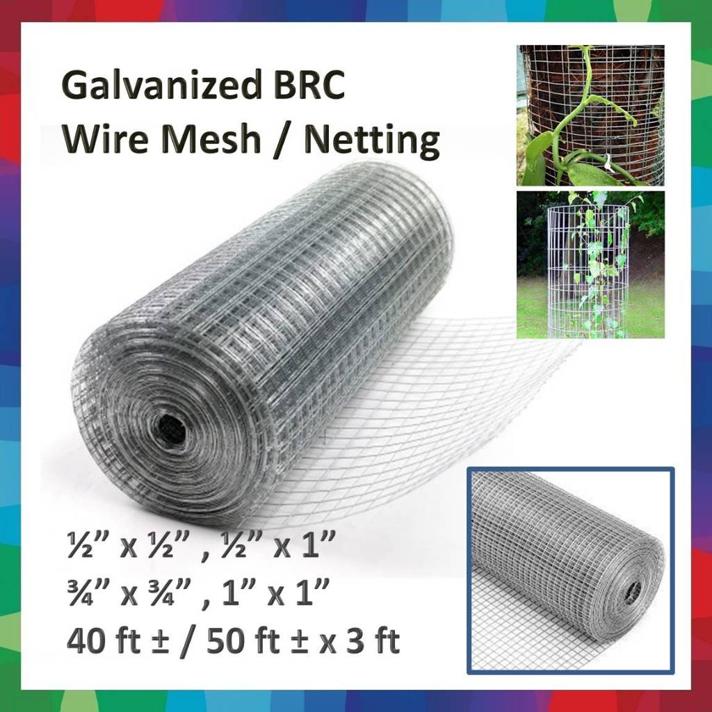 3FT x 40FT Jaring Besi Hijau Galvanized BRC Welded Iron Wire Mesh Net ...