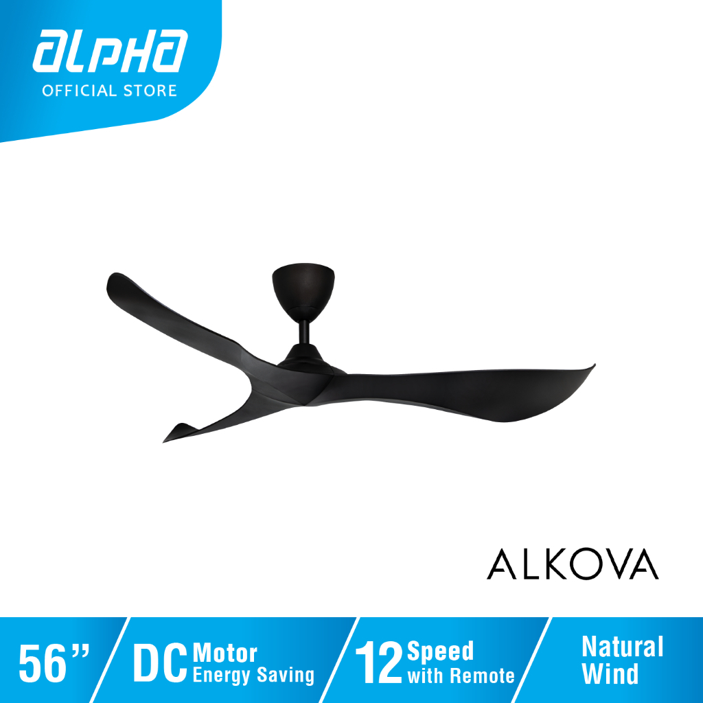 ALPHA Alkova KOKO G2 DC Motor Ceiling Fan with 3 Blades 12 Speed Remote ...