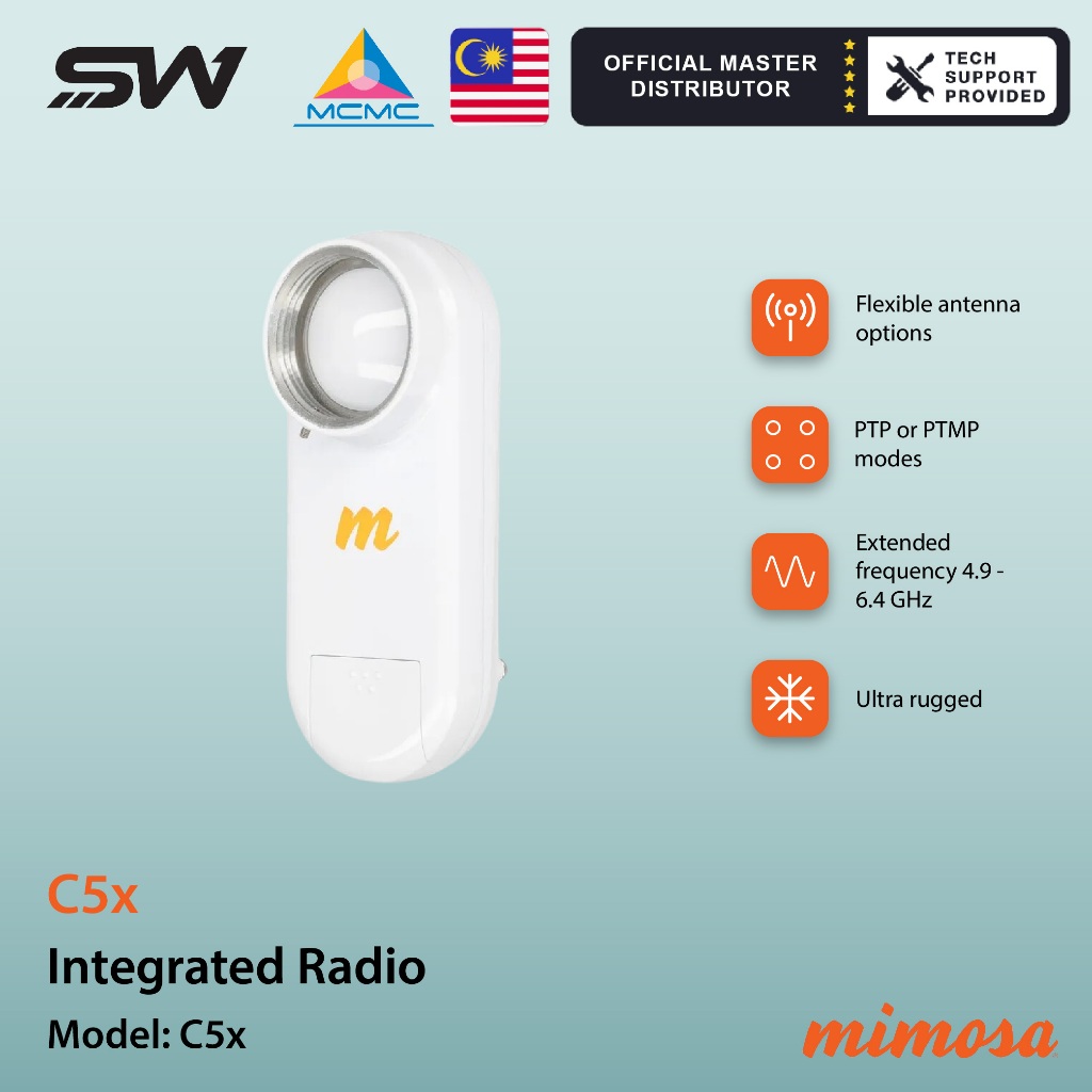 Mimosa C5x Integrated Radio with Modular Antenna Options completed with Antenna (N5-X12 / N5-X16 ...