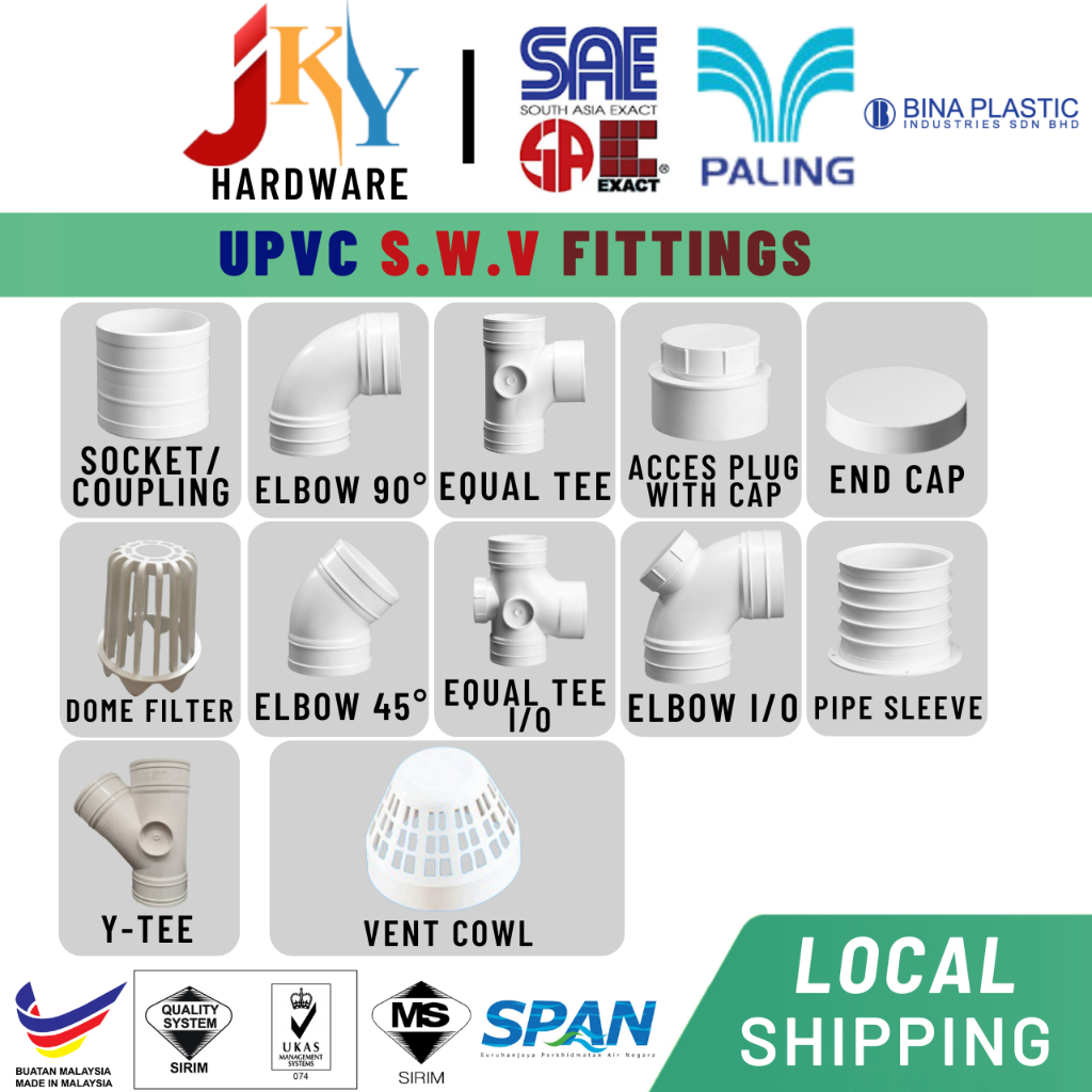 6" 160mm UPVC Fitting Sweep Bend I/O Elbow Socket Coupling Equal Tee Y ...