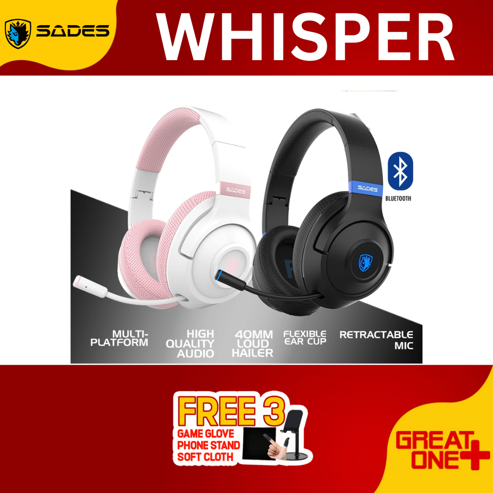 Sades Whisper Angel Edition Pink and White Wireless Bluetooth Gaming ...