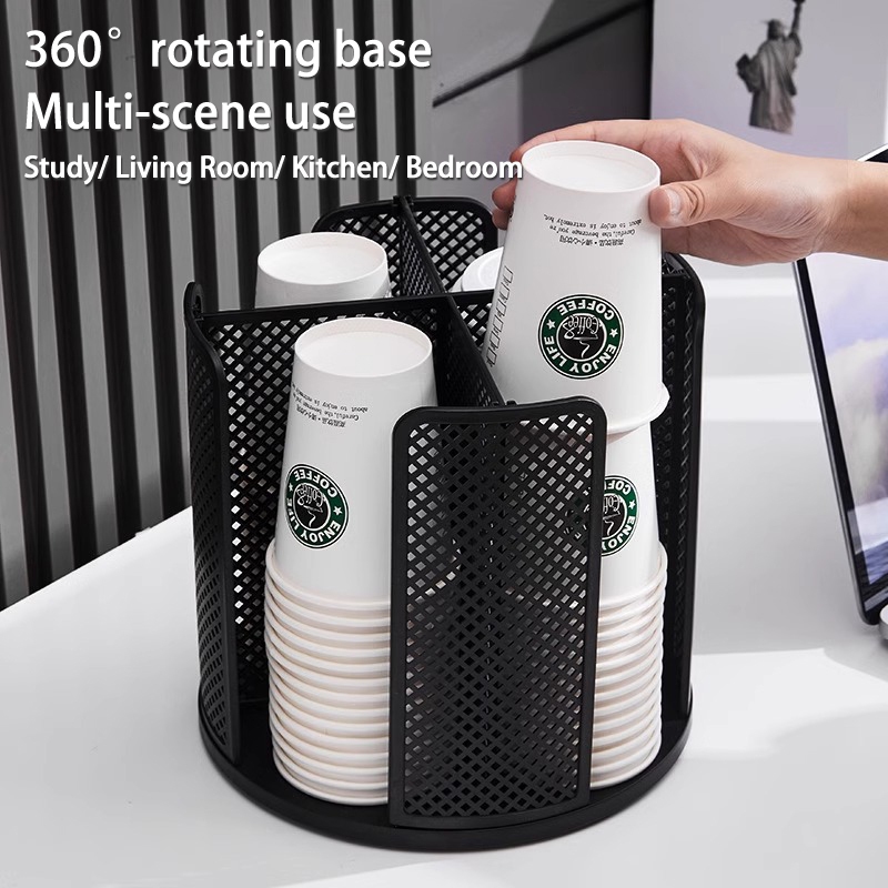 Pemegang Cawan Rak Penyimpanan Cawan Berputar 360° Rak Kertas Dispenser ...
