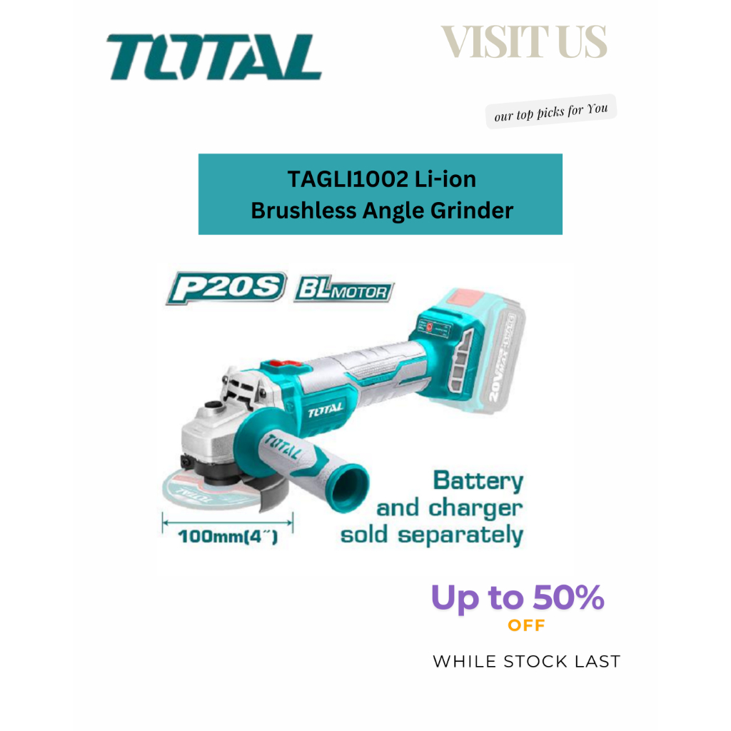 TOTAL P20S Lithium-ion Brushless Angle Grinder TAGLI1002 (with ...