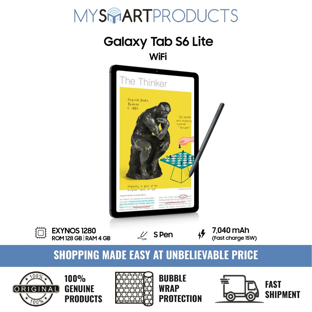 Samsung Galaxy Tab S6 Lite 2024 (P620 - WiFi | 128GB ROM | 4GB RAM) 1 Year Samsung Malaysia ...
